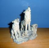 Picture of Wolf Figurine - Wolf Trio Howling on Rocks (Young's)