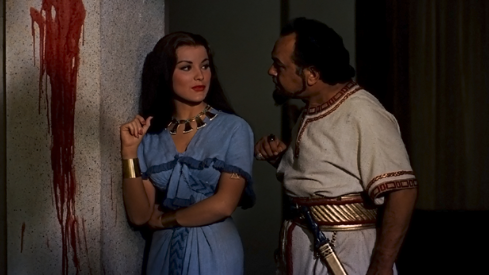 Debra Paget and Edward G. Robinson