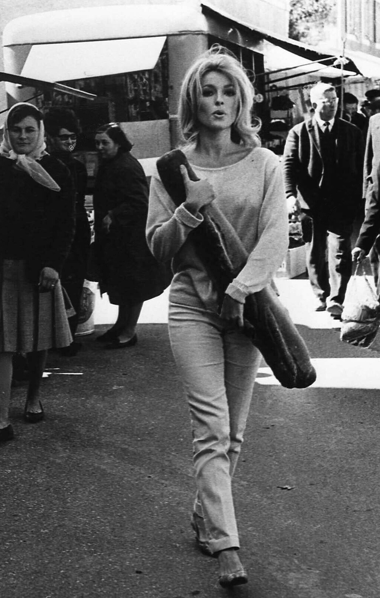 Sharon on the set of the film "The Devil's Eye" in