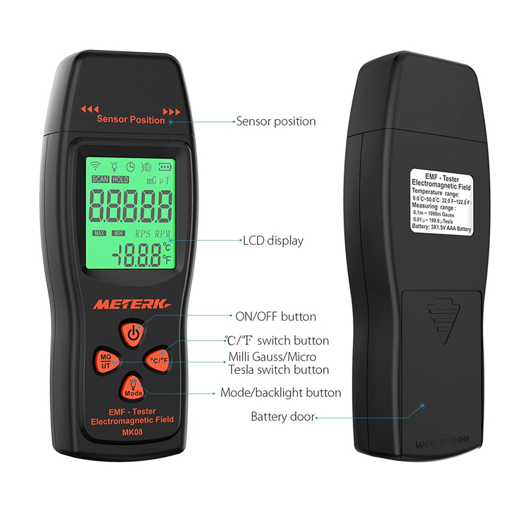 Picture of Meterk EMF Meter Electromagnetic Field Radiation Detector ...