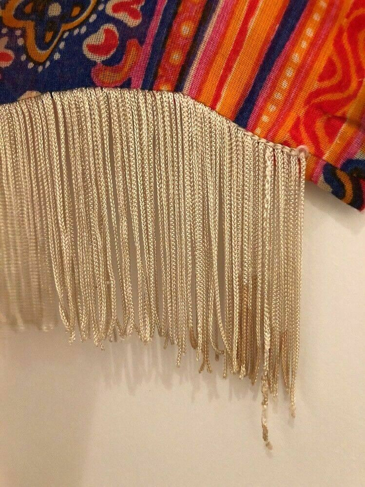 Vintage Mod Mini Go-go Dress Long Fringe Floral Tunic Op Art image