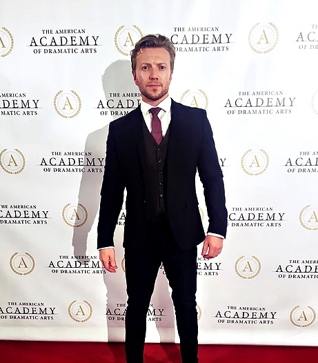 Sam Meader on the red carpet