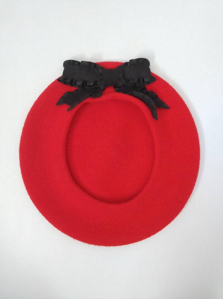 Vintage Red Beret w/ Big Black Bow/80\ image