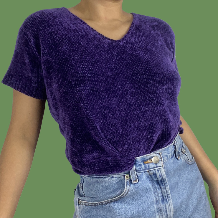 Picture of KNIT DEEP PURPLE TOP\n