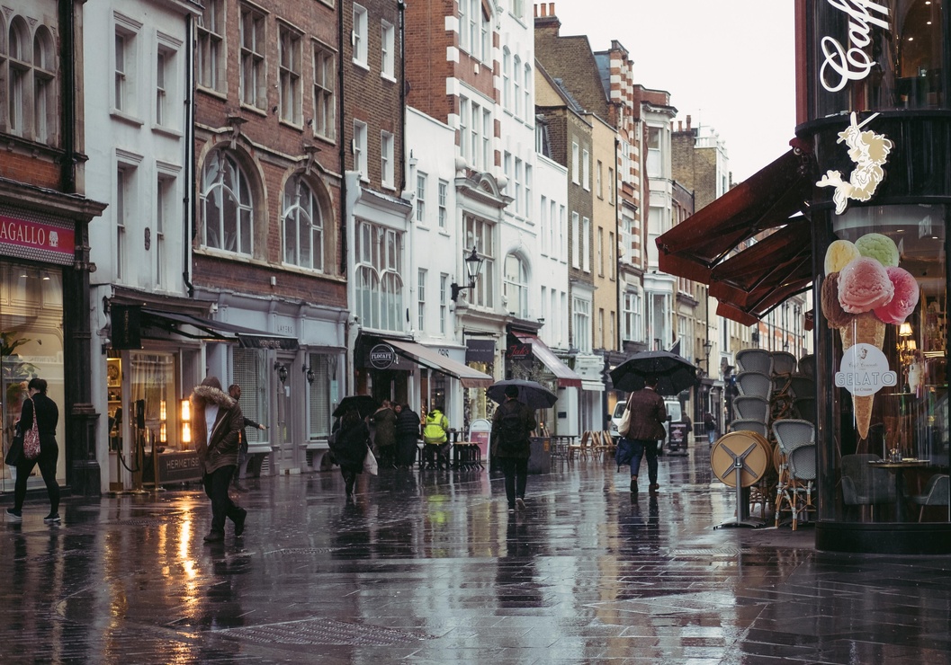 London in the rain