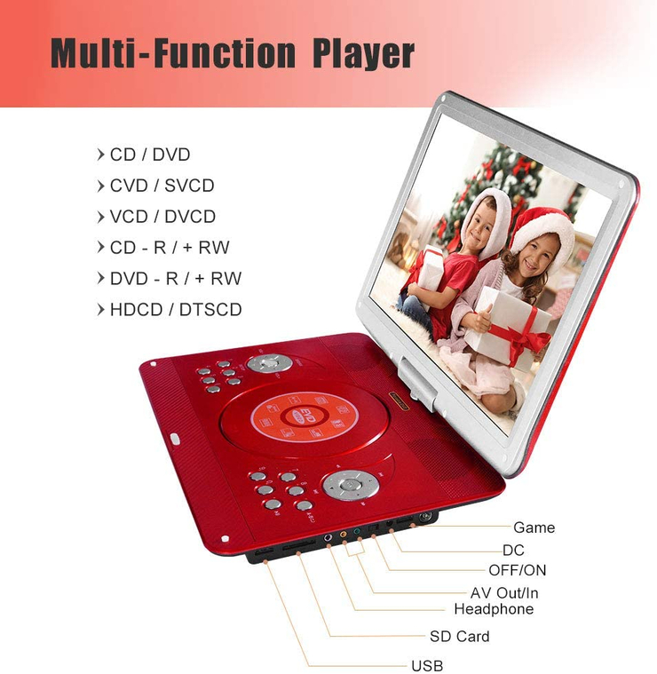 16.9" Portable DVD Player with 14.1" Large Swivel Screen, Kids DVD ...
