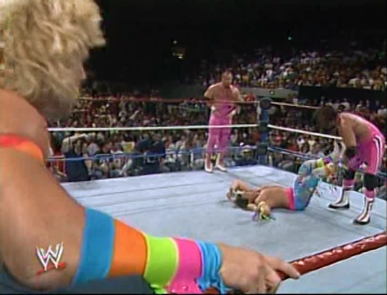 Image of Bret Hart & Jim Neidhart vs. Marty Jannetty & Shawn Michaels ...