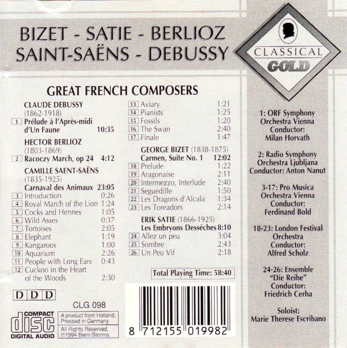 Picture of Great French Composers: Bizet, Satie, Berlioz, Saint-Saëns ...