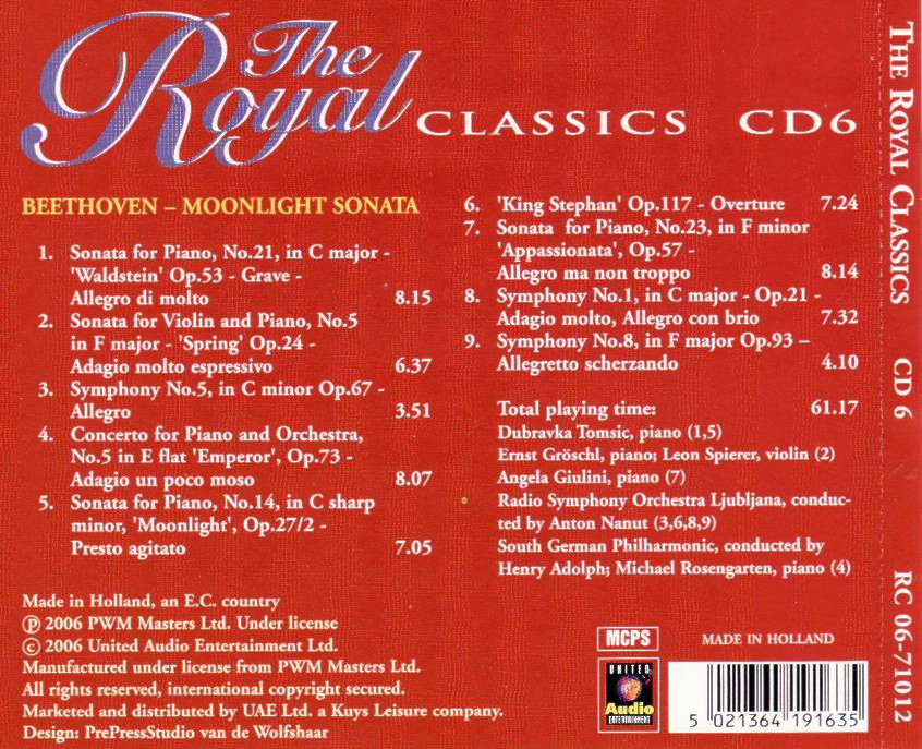 Picture of Royal Classics CD 6 (The Classical Collection): Beethoven ...