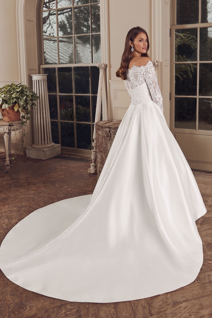 Clean Mikado Ball Gown with Pockets and Allover La