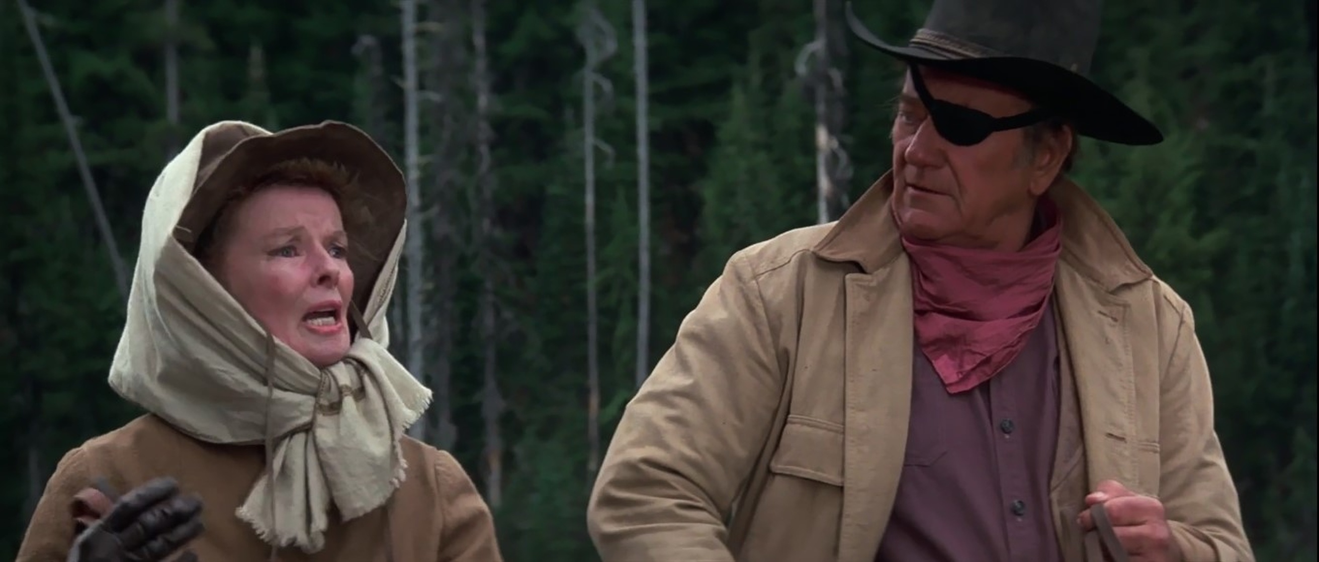 Katharine Hepburn and John Wayne