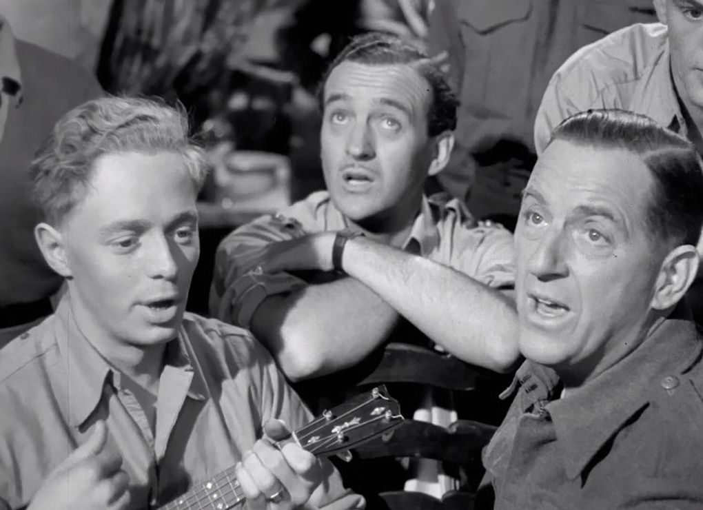 Jimmy Hanley, David Niven and Stanley Holloway