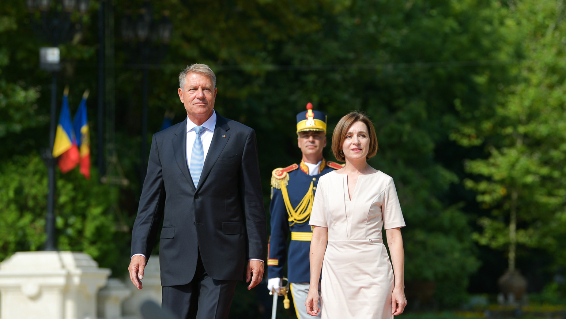 Maia Sandu and Romania's president Klaus Iohannis