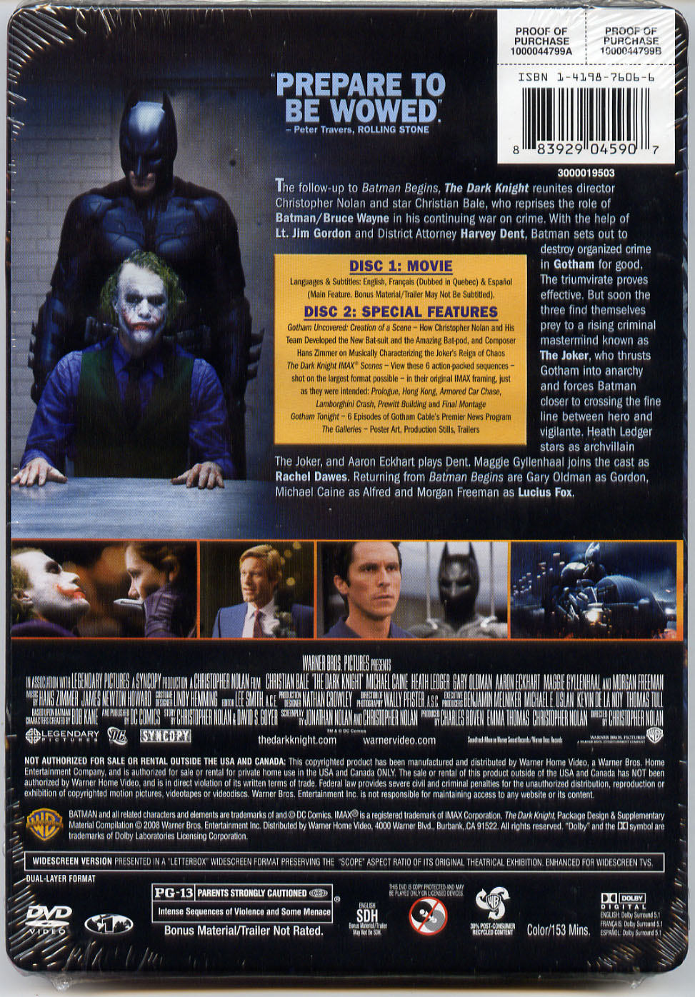 The Dark Knight (Two-Disc Special Edition in Exclusive Steelbook ...