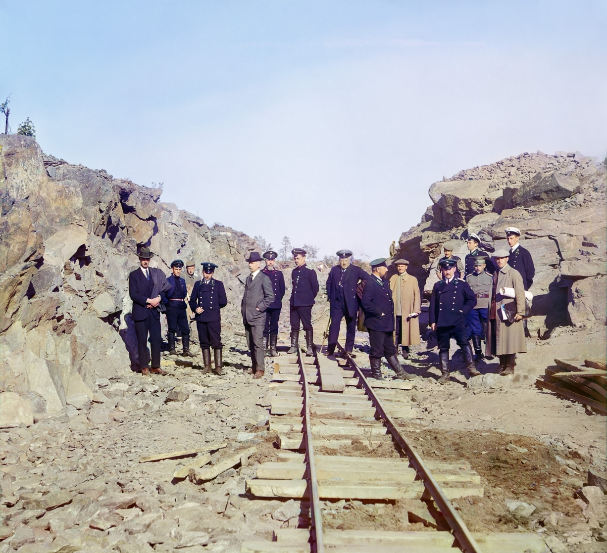 Group of railroad construction participants