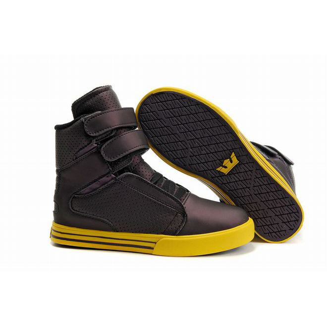 supra tk high tops dark purple and yellow women size skate shoes image
