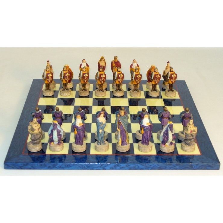 Middle Ages Painted Resin Chess Set
