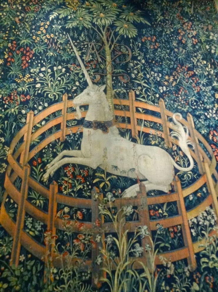 Unicorn in Captivity tapestry