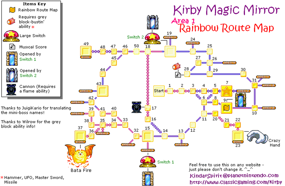 Area 1 - Rainbow Route Map