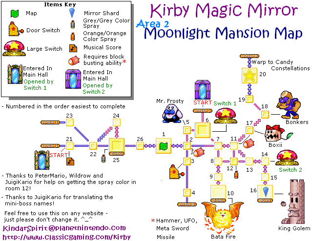 Area 2 - Moonlight Mansion Map