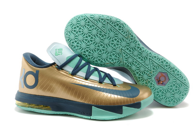 Picture of Nike KD VI 6 "54 Points" Gold/Navy Blue-Teal Colorway Kevin ...