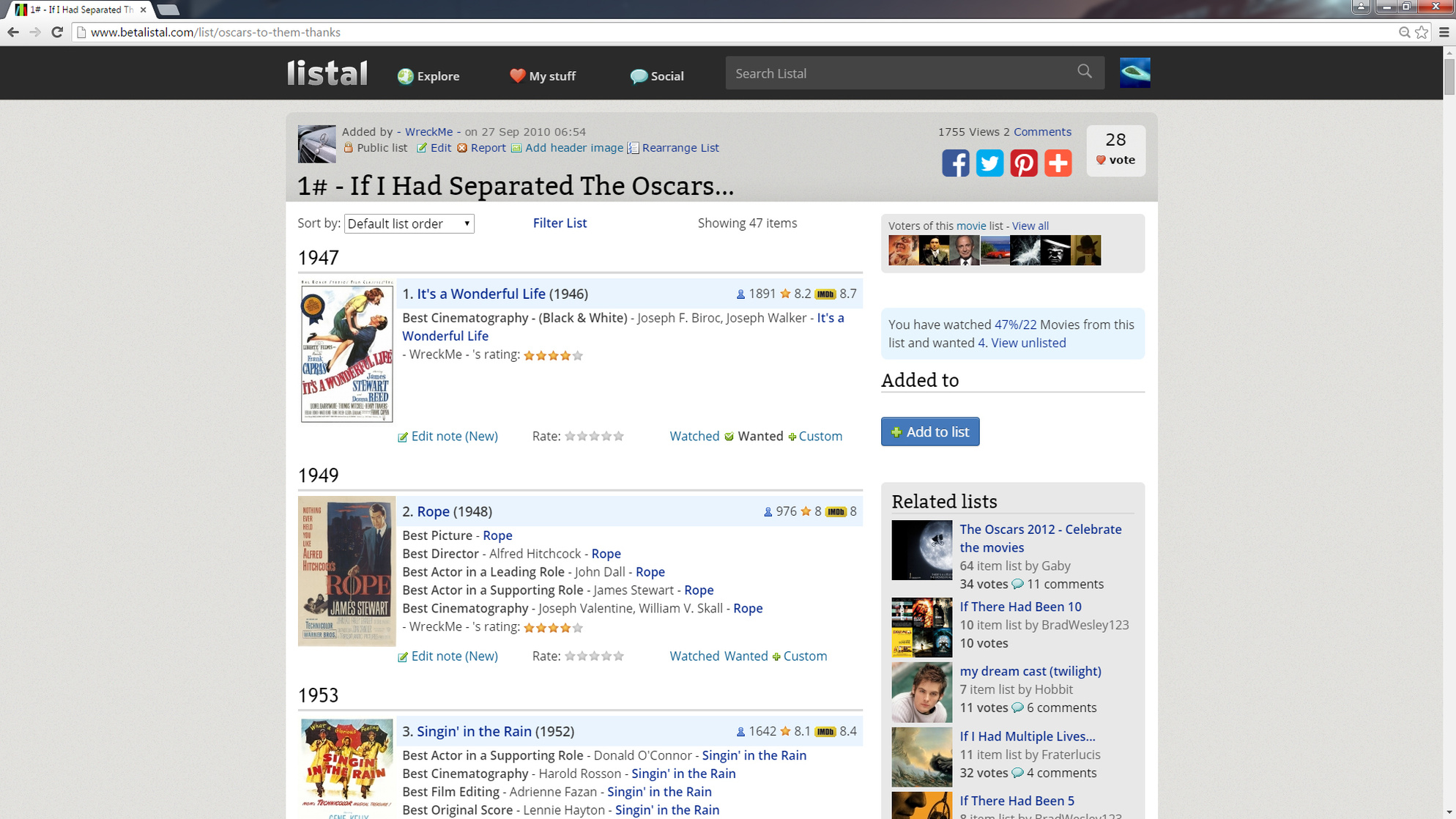 Listal - List the stuff you love! Movies, TV, music, games and books