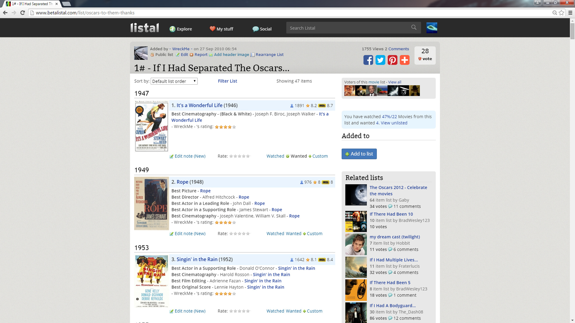 Listal - List the stuff you love! Movies, TV, music, games and books