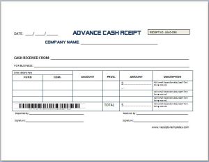 Advance Cash Receipt