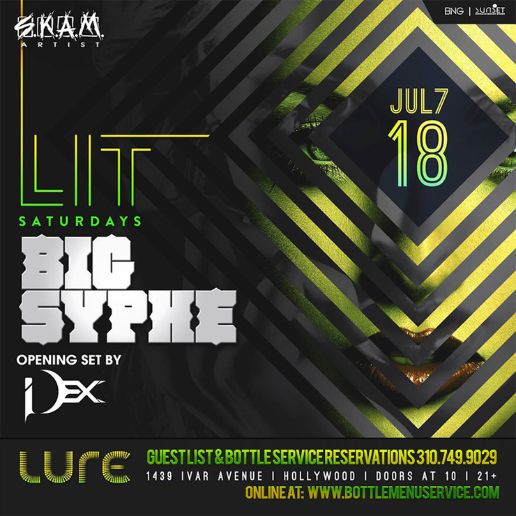 Lure Nightclub Saturday July 18: Big Syphe